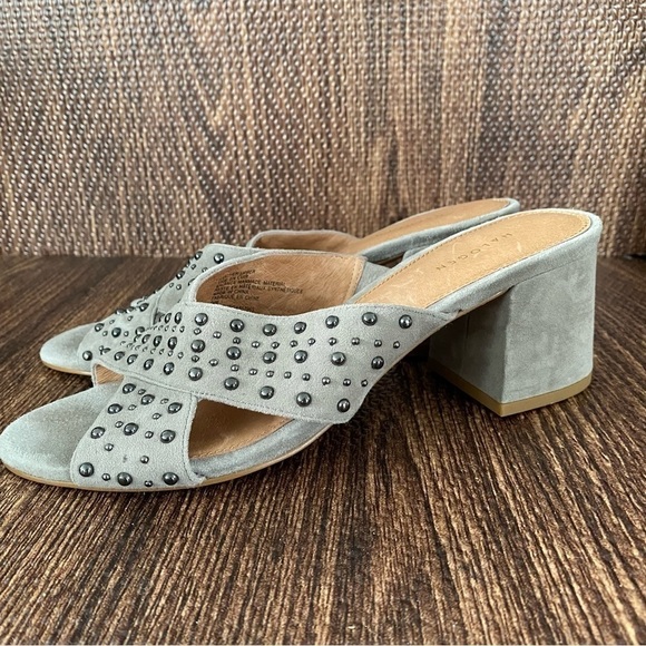 Halogen | Shoes | Halogen Grey Suede Leather Studded Slide Sandals ...